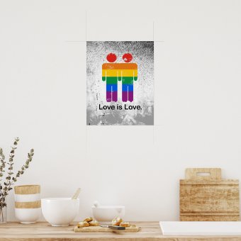 LOVE IS LOVE GAY COUPLE POSTER | Zazzle