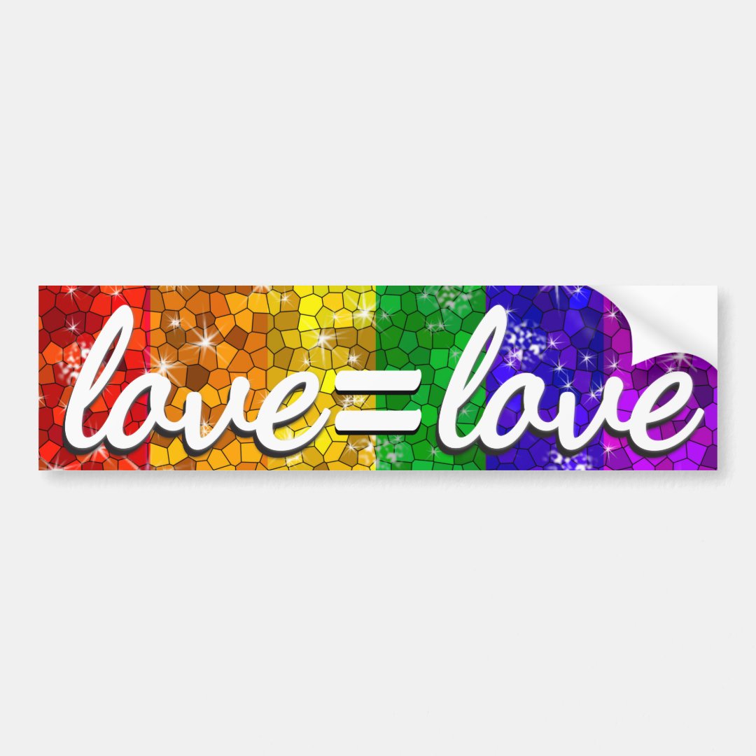 Love is Love LGBT Gay Pride Glitter Rainbow Flag Bumper Sticker | Zazzle