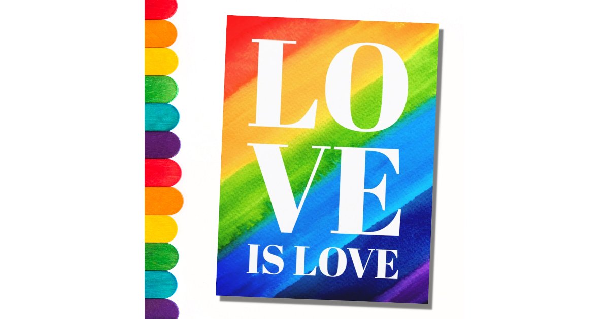 Love Is Love Rainbow Pride Postcard | Zazzle