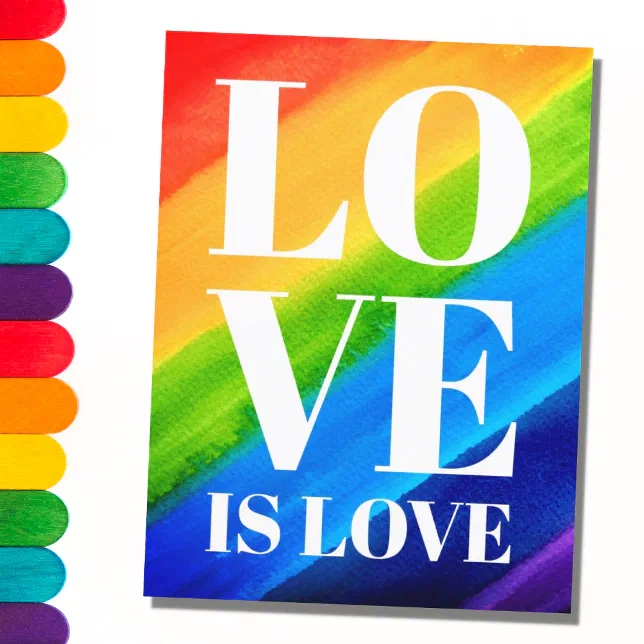 Love Is Love Rainbow Pride Postcard | Zazzle