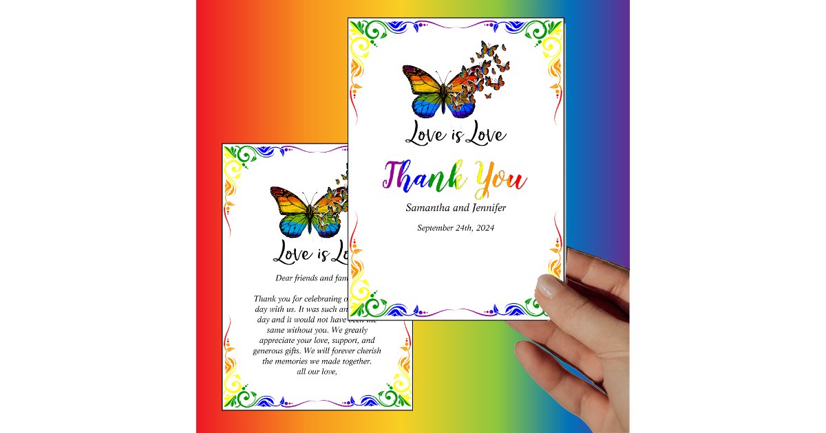 Love is Love Rainbow Theme Thank You Card | Zazzle