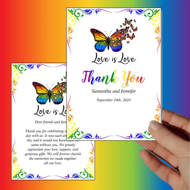 Love is Love Rainbow Theme Thank You Card | Zazzle