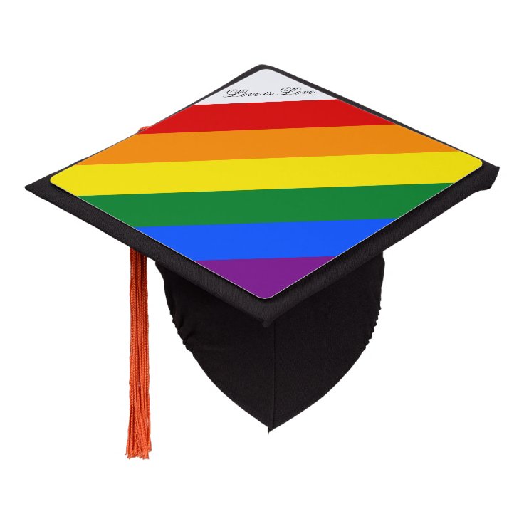 Love is Love Typography Gay Pride LGBT Rainbow Graduation Cap Topper ...