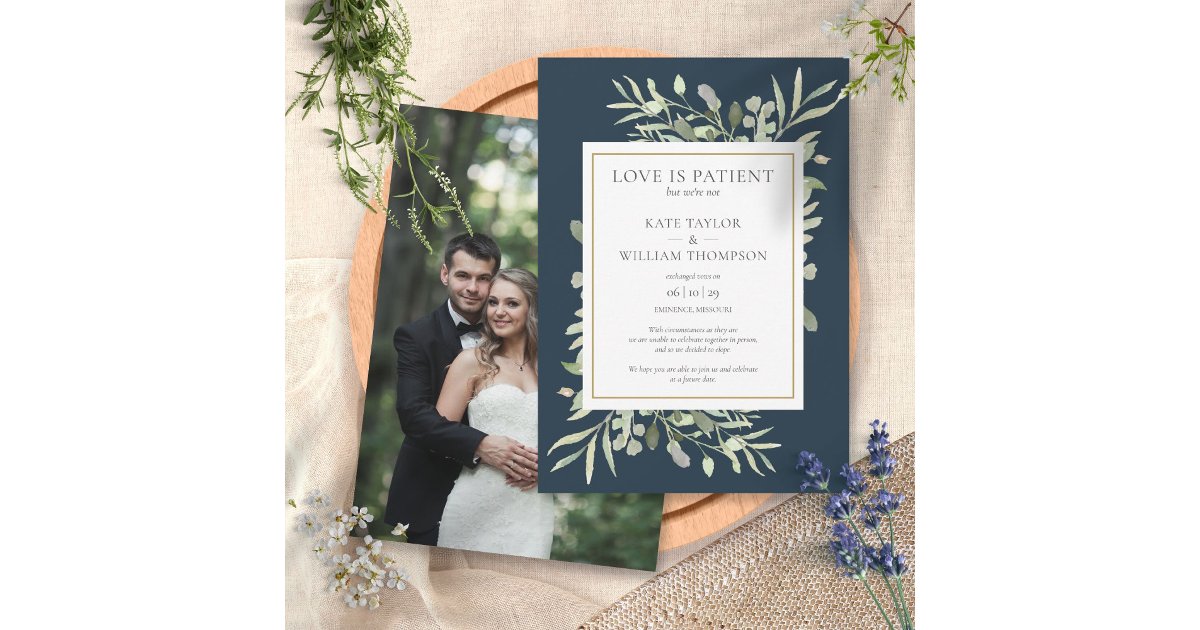 Love Is Patient Elopement Wedding Announcement | Zazzle