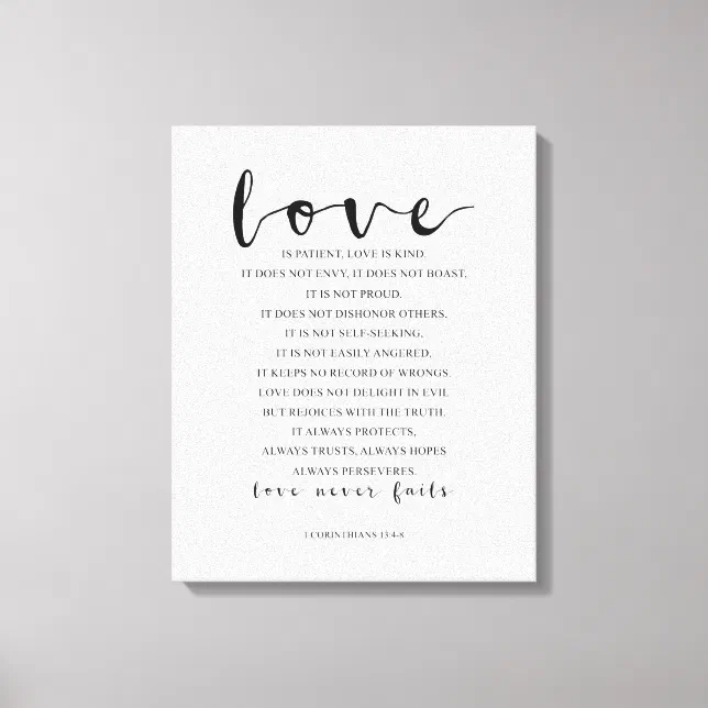 Love Is Patient Love Is Kind, 1 Corinthians 13:4-8 Canvas Print | Zazzle