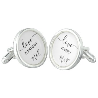 Love is Patient Love is Kind Couple Initials Cufflinks | Zazzle