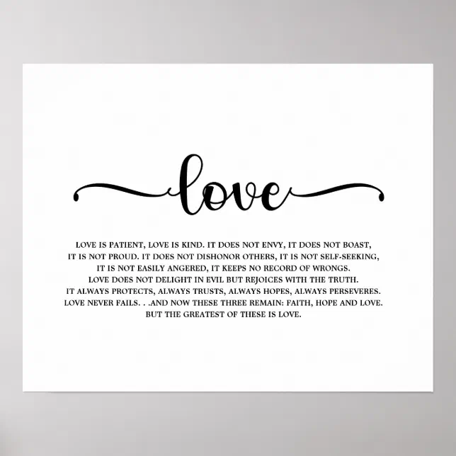 Love is Patient, Love is kind, Love, Bible verse Poster | Zazzle