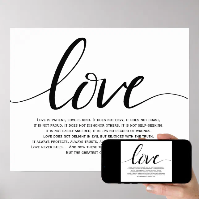 Love is Patient, Love is kind, Love, Bible verse Poster | Zazzle