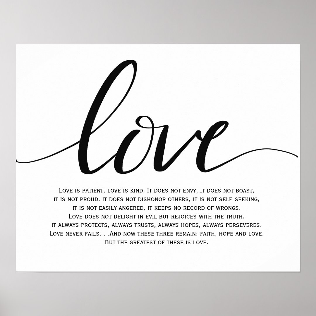 Love is Patient, Love is kind, Love, Bible verse Poster | Zazzle