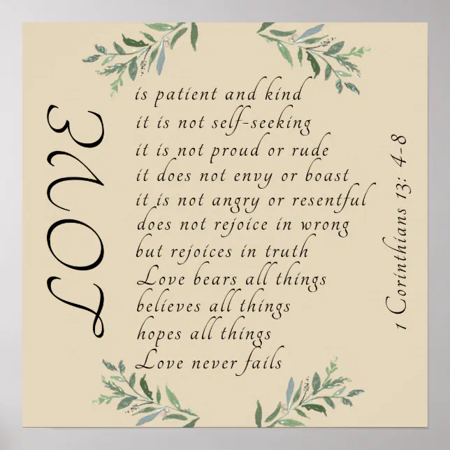 Love is patient, love is kind poster | Zazzle
