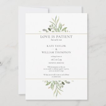 Love Is Patient Wedding Elopement Announcement | Zazzle