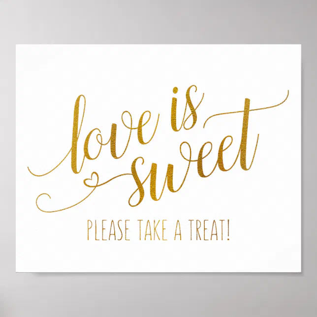 Love is Sweet Calligraphy Sign | Faux Gold Foil | Zazzle