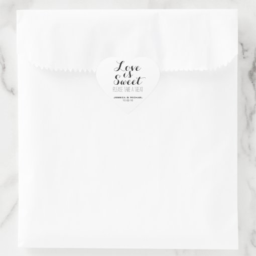 Love Is Sweet Custom Wedding Candy Buffet Favor Heart Sticker Zazzle