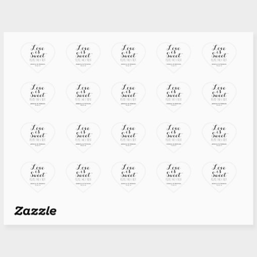 Love Is Sweet Custom Wedding Candy Buffet Favor Heart Sticker Zazzle