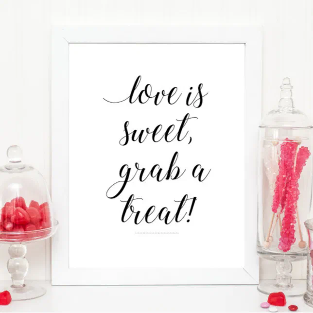 Love Is Sweet Grab a Treat Candy Buffet Sign | Zazzle