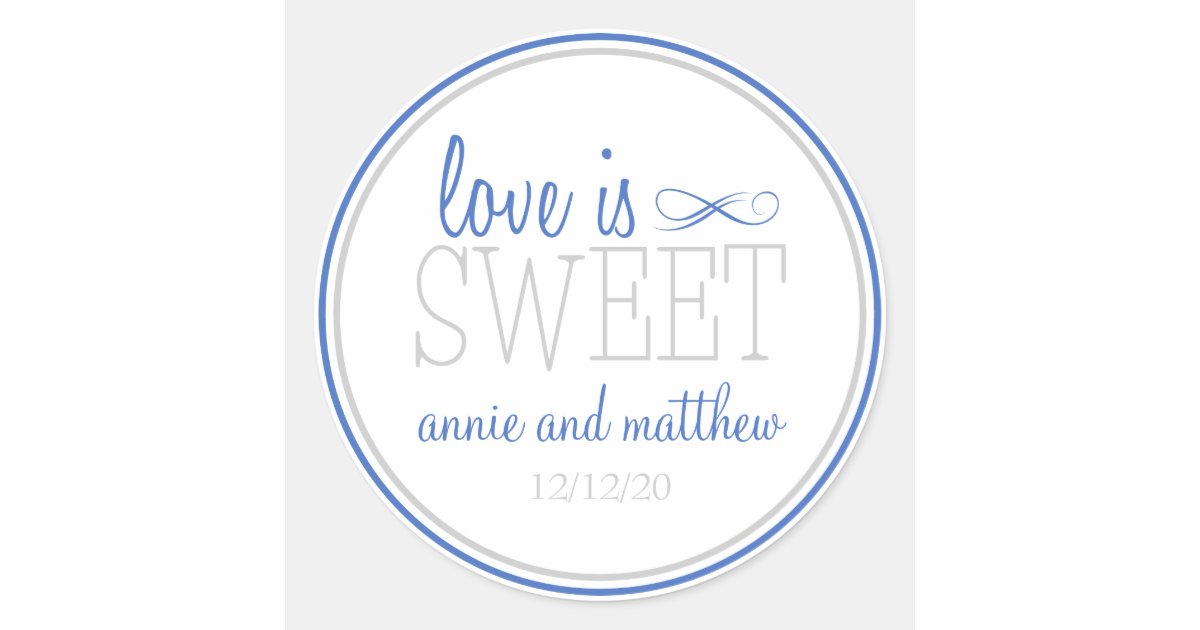 Love Is Sweet Labels (Blue / Silver) | Zazzle