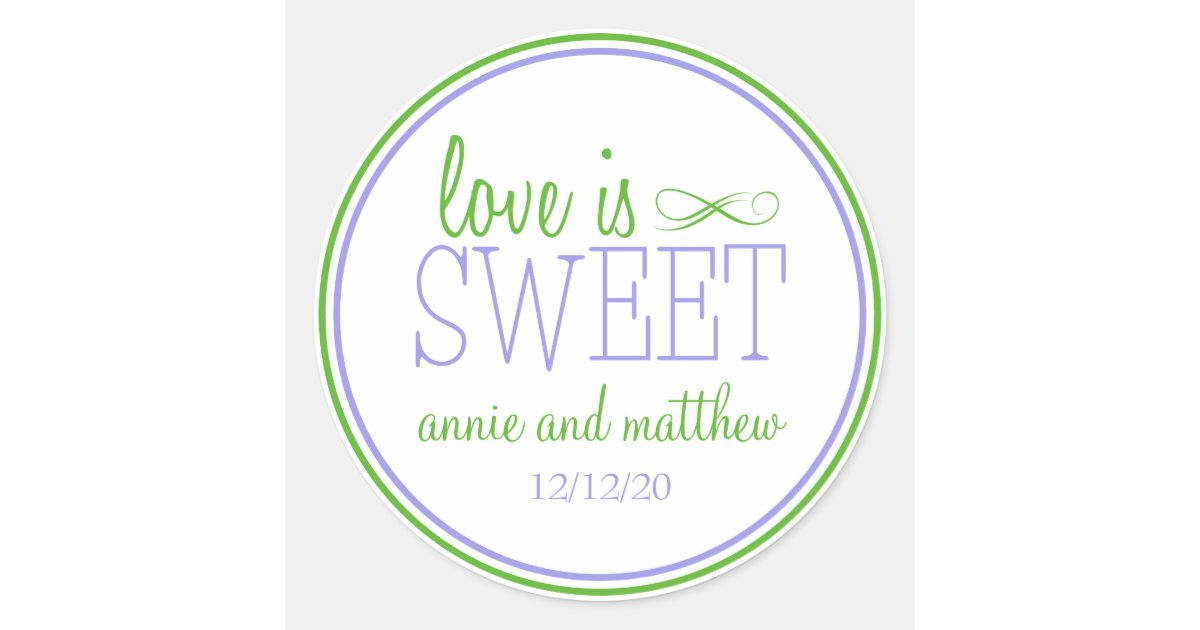 Love Is Sweet Labels (Violet / Mint Green) | Zazzle