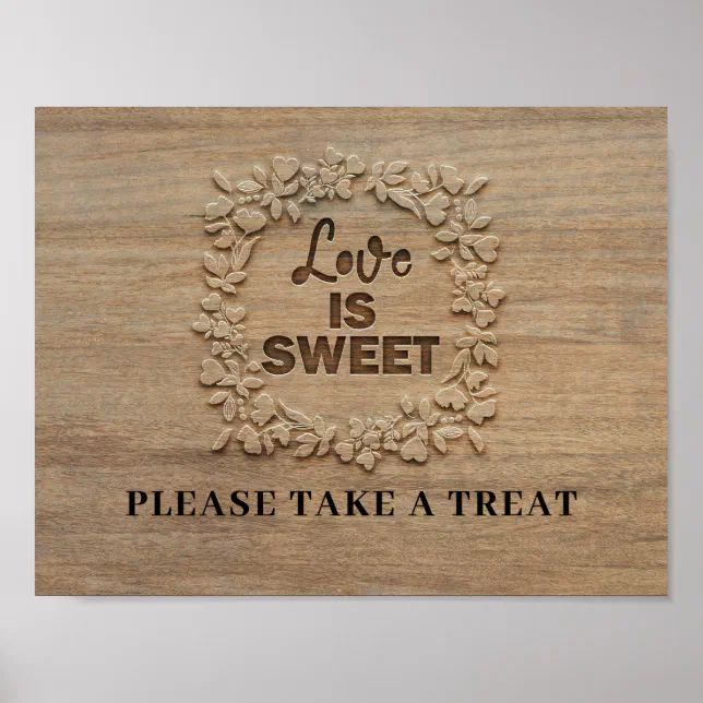 Love Is Sweet Please Take A Treat Table Card Poster | Zazzle