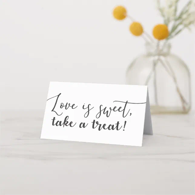 Love is Sweet Take a Treat Script Table Food Tent Place Card | Zazzle
