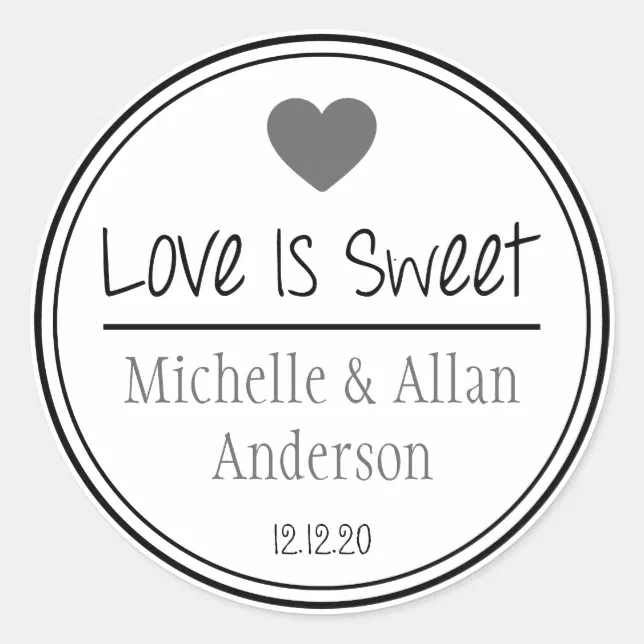 Love Is Sweet The New Mr And Mrs Gray Black Classic Round Sticker