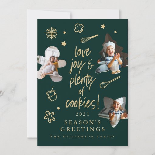 Love Joy Christmas Cookies Family Baking Photos Holiday Card | Zazzle