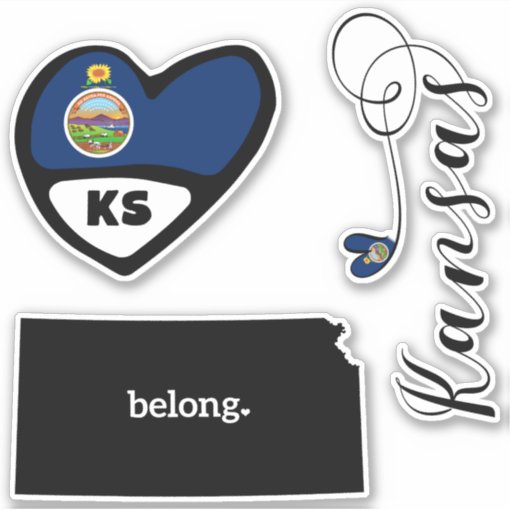 Love Kansas, 3 Designs, Die Cut Stickers | Zazzle
