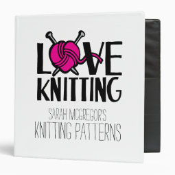 Love knitting Knitters Patterns yarn folder | Zazzle