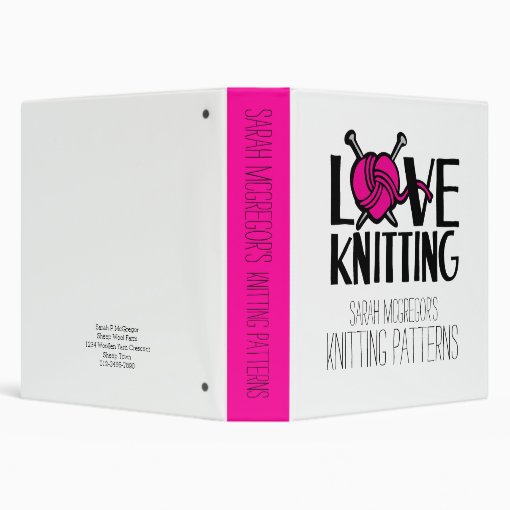 Love knitting Knitters Patterns yarn folder | Zazzle