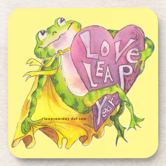 LOVE LEAP YEAR FROG BEVERAGE COASTER | Zazzle