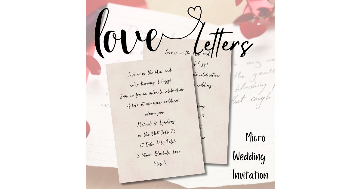 Love Letters MICRO WEDDING Handwritten Blush Pink Invitation | Zazzle