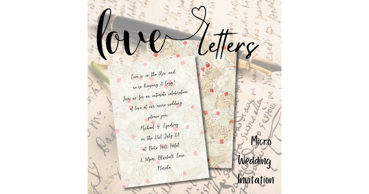 Love Letters MICRO WEDDING Handwritten Romance Invitation | Zazzle