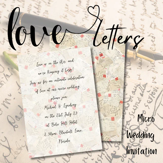 Love Letters MICRO WEDDING Handwritten Romance Invitation | Zazzle
