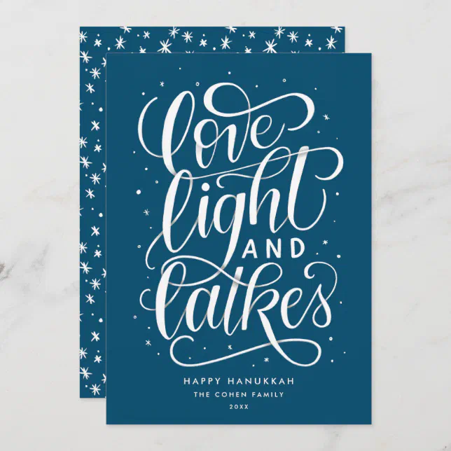 Love Light and Latkes Hanukkah Holiday Card | Zazzle