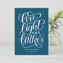 Love Light and Latkes Hanukkah Holiday Card | Zazzle