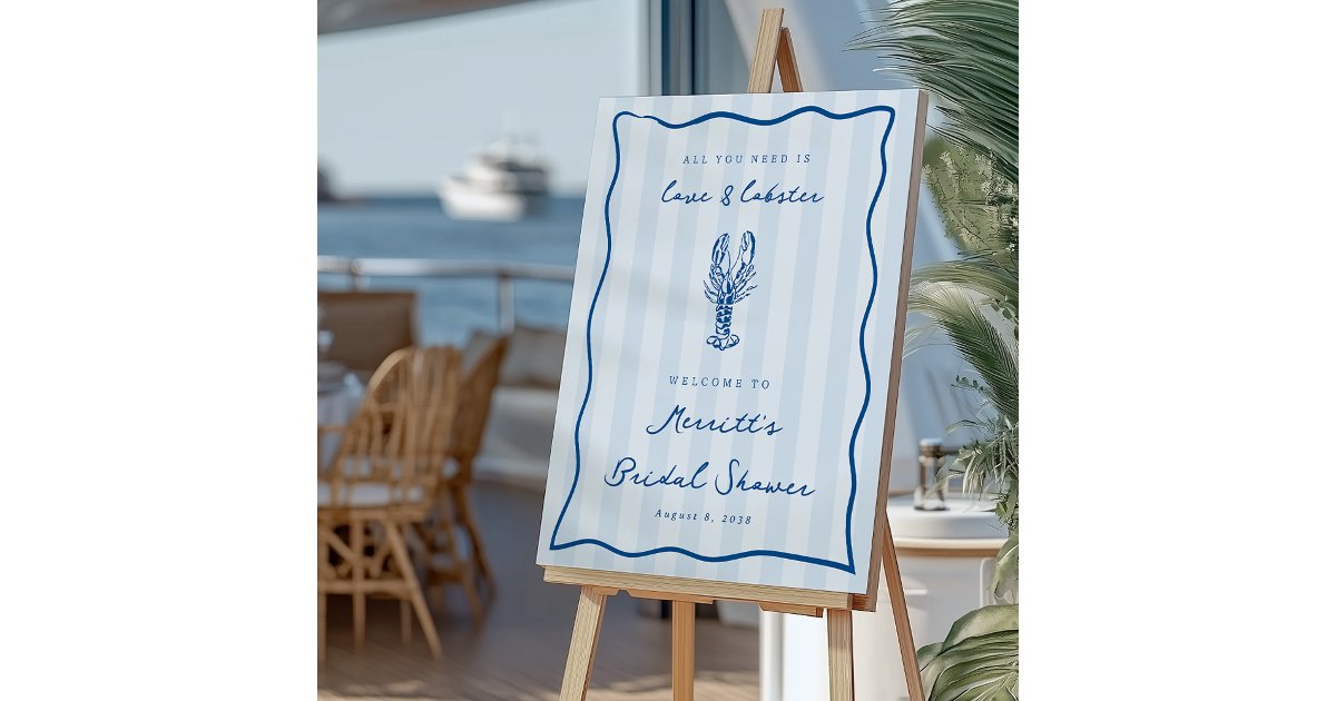 Love & Lobster Bridal Shower Welcome Sign | Zazzle