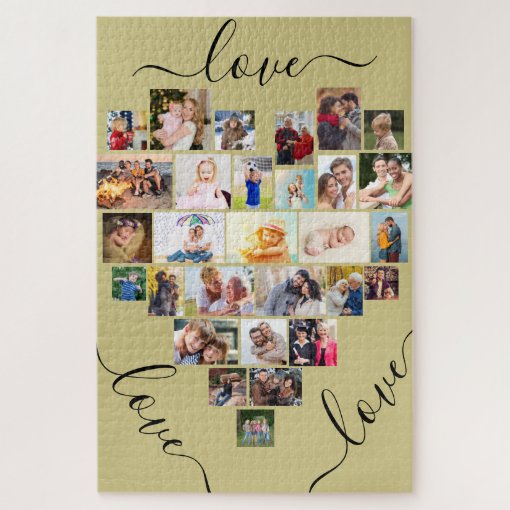 Love Love Love Heart Shaped Photo Collage Jigsaw Puzzle | Zazzle