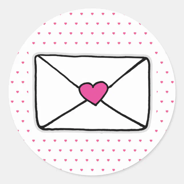 Love Mail Heart Envelope Snail Mail Classic Round Sticker | Zazzle