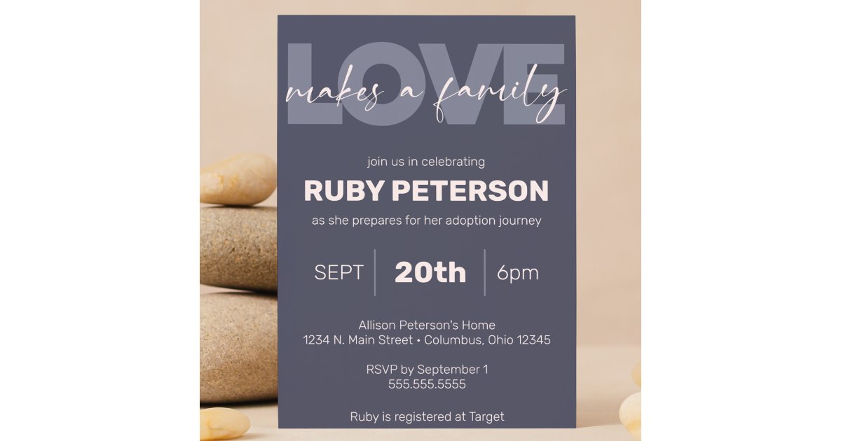 "Love Makes A Family" Modern Child Adoption Shower Invitation | Zazzle