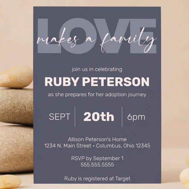 "Love Makes A Family" Modern Child Adoption Shower Invitation | Zazzle