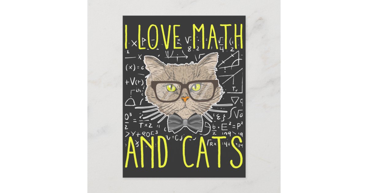 Love Math and Cats Mathematician Nerd Postcard | Zazzle