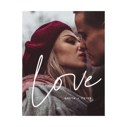 Love modern calligraphy couple photo canvas print | Zazzle.com