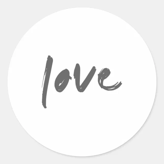 Love | Modern Word Quote Minimalist Art Brush Classic Round Sticker ...