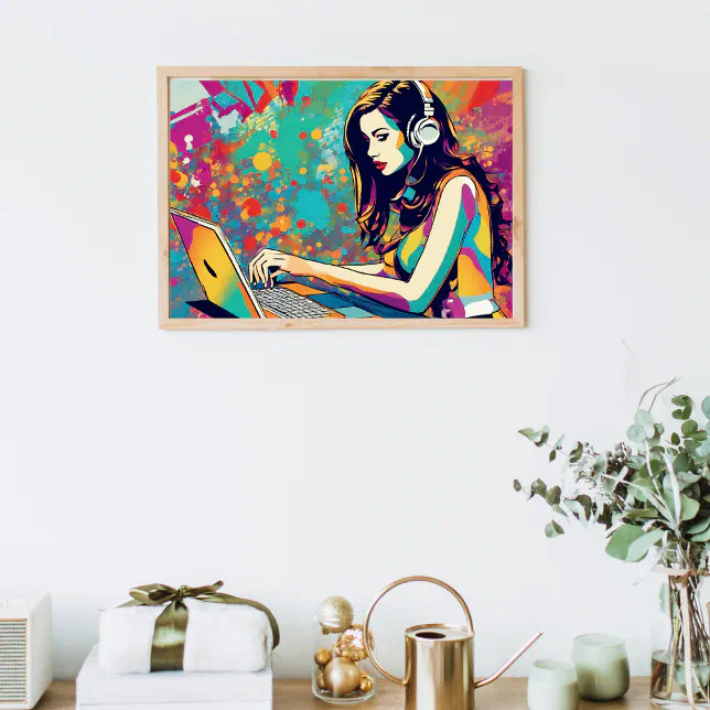 Love My Computer Pop Art Poster | Zazzle