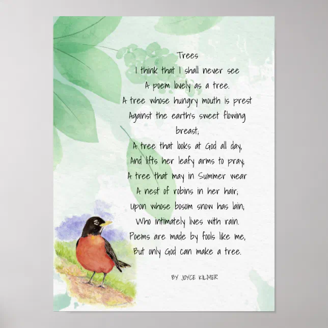 Love Nature Inspirational Poem Trees Kilmer Poster | Zazzle