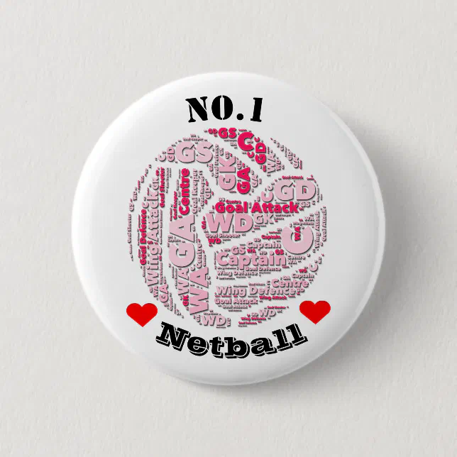 Love Netball Player Positions Pin Badge | Zazzle