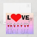 Love Netball Positions Stick Figures and Heart Postcard | Zazzle
