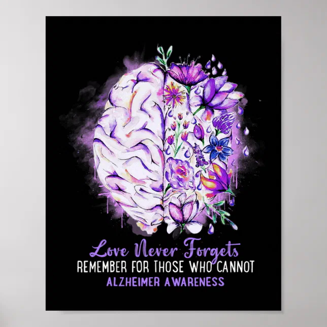 Love Never Forgets Alzheimer's Awareness Brain Dis Poster | Zazzle