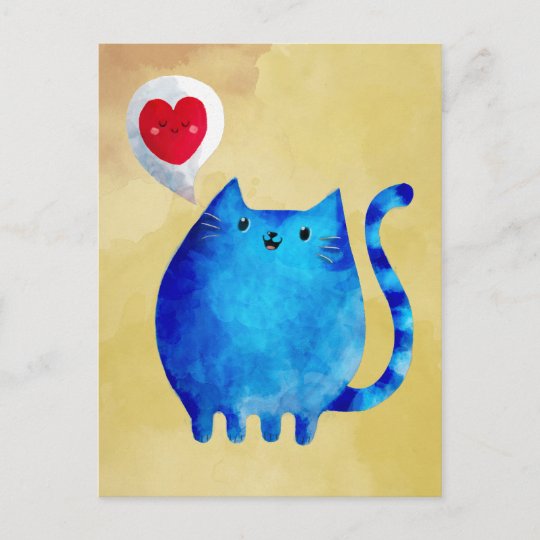 Love of The Blue Kitty Cat Postcard | Zazzle.com