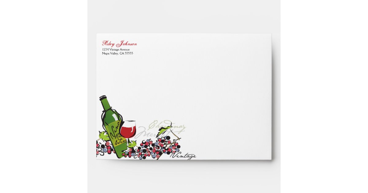 Love of Wine and Grape Envelope | Zazzle