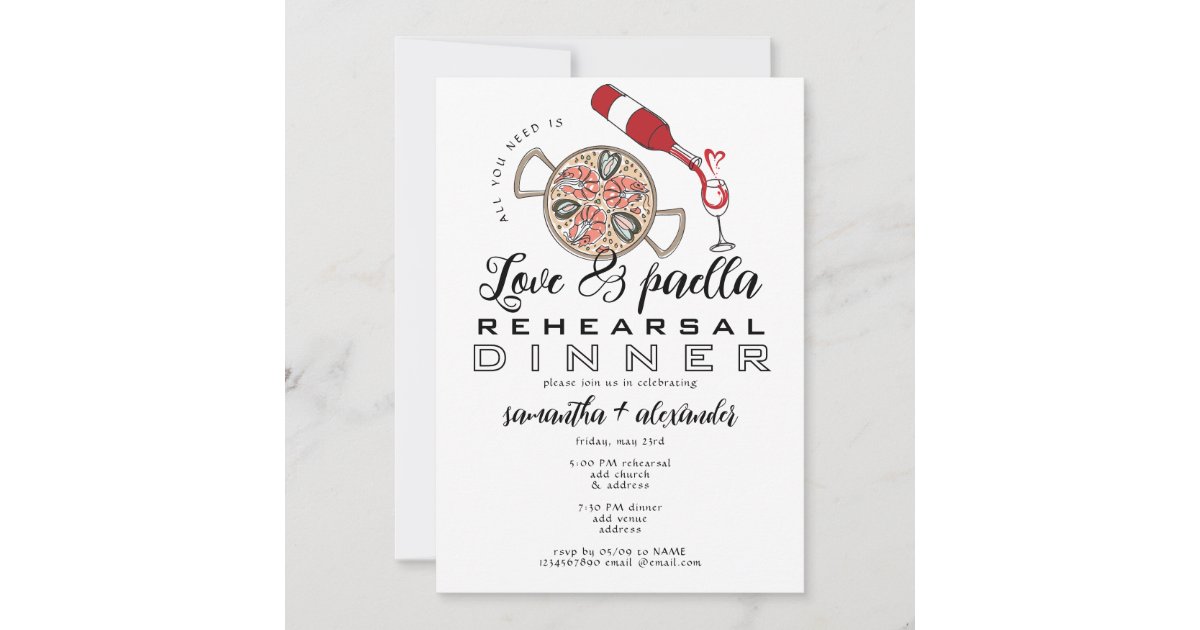 Love & Paella Wedding Rehearsal Dinner Party Invitation | Zazzle